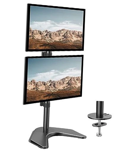 DUAL MONITOR STAND,VERTICAL Stack Screen Free-Standing Holder LCD Desk ...