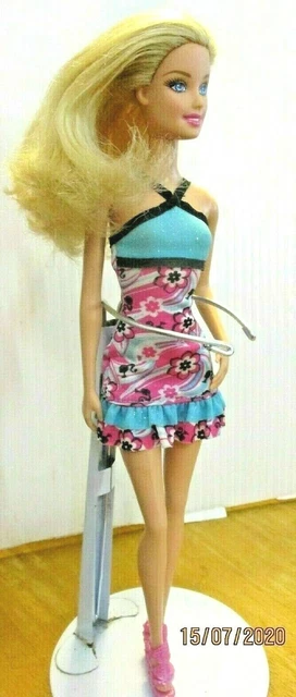 BARBIE MODEL POSE Doll No.250 bent arm & legs Blonde Hair floral pink ...