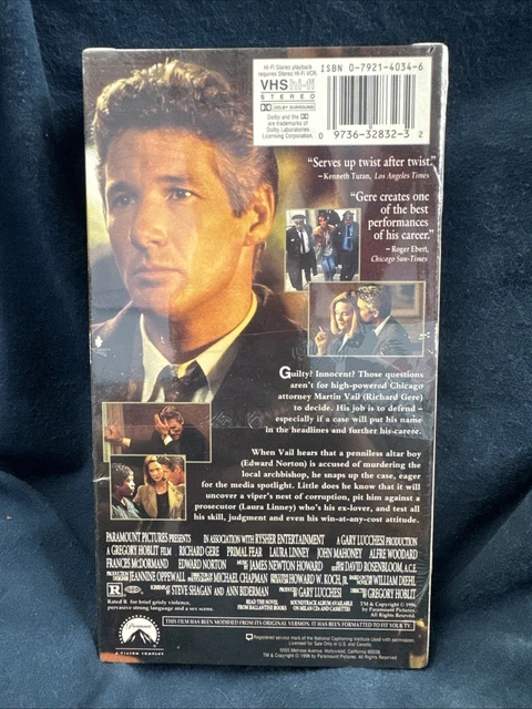 PRIMAL FEAR MOVIE Richard Gere NEW Sealed VHS Tape Laura Linney Edward ...