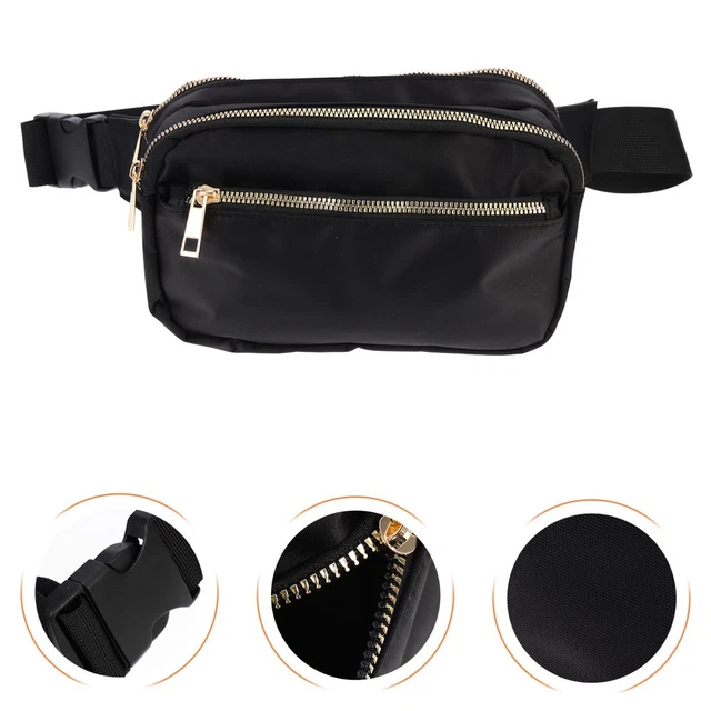 PORTABLE BLACK NYLON Fanny Pack Waist Bag For Women Travel Running Belt ...