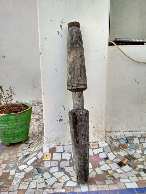 ANCIEN GRAND PILON rural indien ancien en bois fait main des années ...