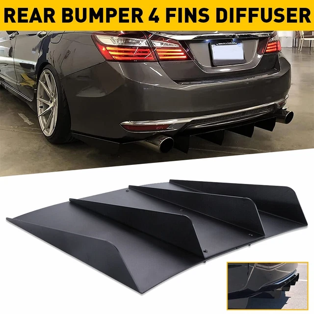 BLACK CARS REAR Diffuser 4 Fins Bumper Splitter Chin Spoiler Lower Lip ...