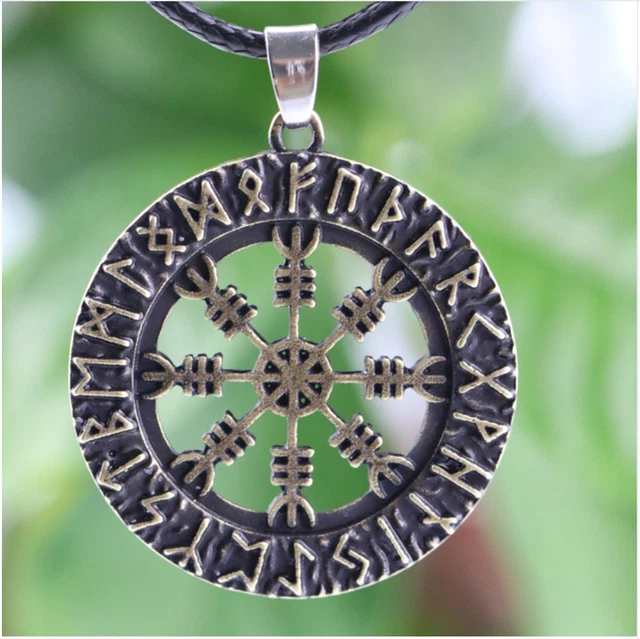 ANCIENT NORSE VIKING Cross Rune Vegvisir Compass Circle Amulet Pendant ...