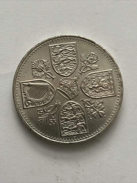 1953 QUEEN ELIZABETH II Coronation Crown Commemorative Five 5 Shilling ...