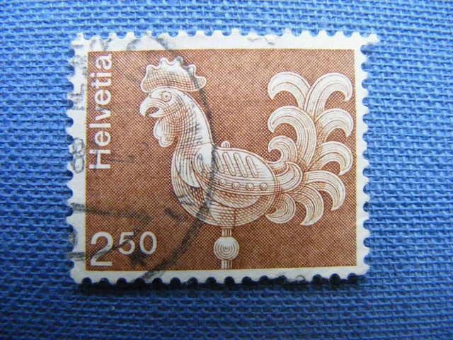 BRIEFMARKE MOTIV SCHWEIZ Hahn Helvetia braun 2,50 Wetterhahn Tier Kunst EUR 1,00 - PicClick DE