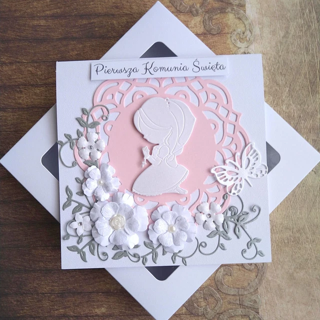 KARTKA NA KOMUNIE , Pamiatka Komunii Komunia Holy Communion 3D handmade ...