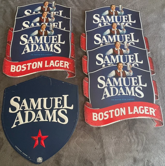 LOT OF 8 Sam Adams Beer Tin Signs. 7 Sam Adams Boston Lager ,1 Red Star ...