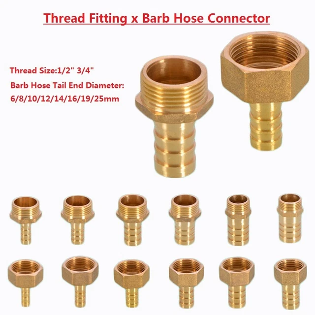 BSP BRASS MALE/FEMALE Thread Fitting x Barb Hose Tail End Connector for ...