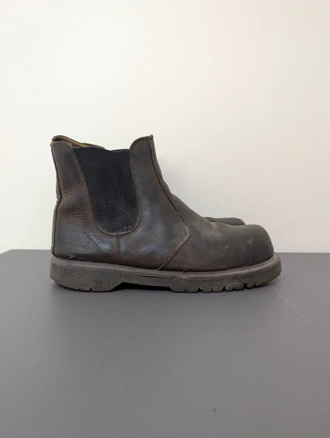 DR MARTENS INDUSTRIAL Brown Leather Safety Steel Toe Cap Chelsea Boots ...