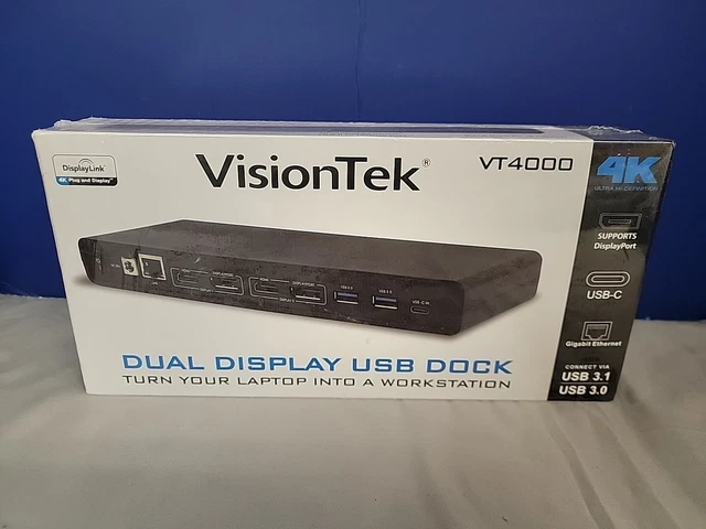 VISIONTEK VT4000 DUAL Display 4K Docking Station 901005 NEW Factory ...