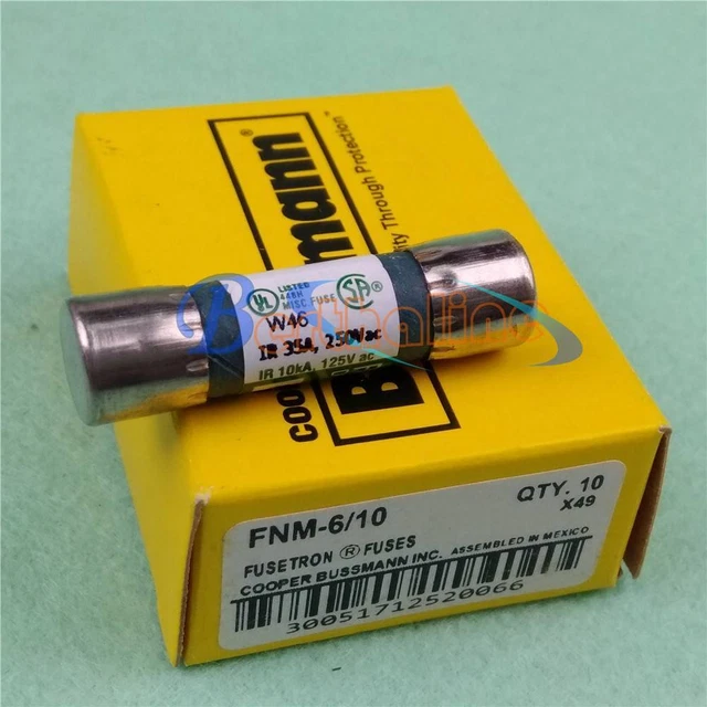 BUSSMANN 1PCS FNM-6/10 (FNM-0.6) 0.6Amp Time-delay Fuses 250Vac £6.74 ...
