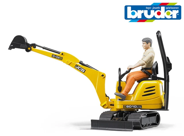 BRUDER TOYS JCB Mini Excavator Digger 8010 CTS + Driver - Moving Arm ...
