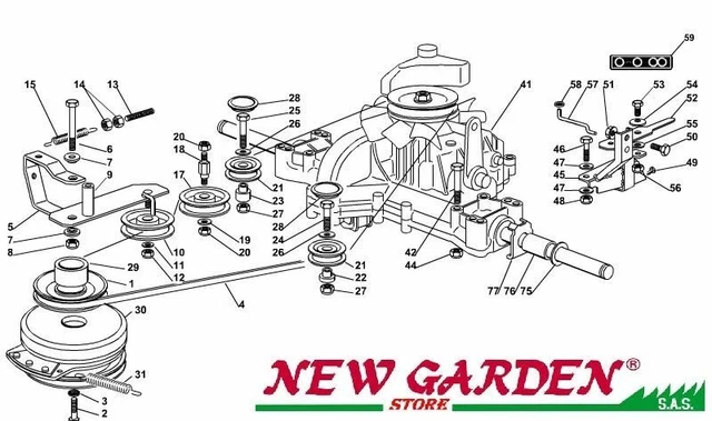 ESPLOSO TRASMISSIONE 102CM TN170H Trattorino rasaerba CASTELGARDEN GGP ...