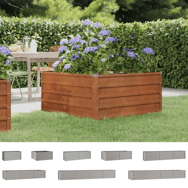 HOCHBEET PFLANZKÜBEL GEMÜSEBEET Pflanzkasten Garten Grau Cortenstahl ...