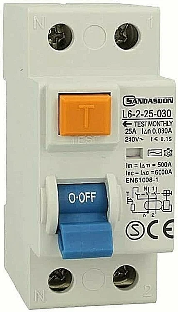 INTERRUPTEUR DIFFÉRENTIEL SALVAVITA 2P Bipolaire 25A 30mA 2M 2 Modules DIN Uni EUR 49,45 ...