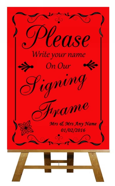 CADRE DE SIGNATURE rouge panneau livre d'or signe de mariage ...