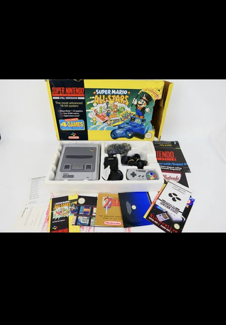 SUPER NINTENDO SNES Mario All stars Console Boxed Full Set Up Complete ...