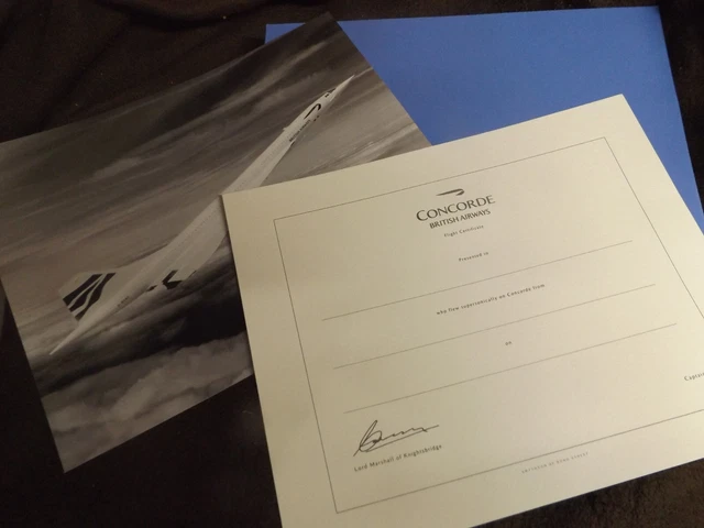 CONCORDE 2003 FLIGHT certificate + picture Smythson British Airways ...