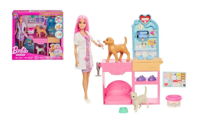 BARBIE U WETERYNARZA Gips Dla ZwierzaczkÓw Lalka I Akcesoria Jfx93 ...