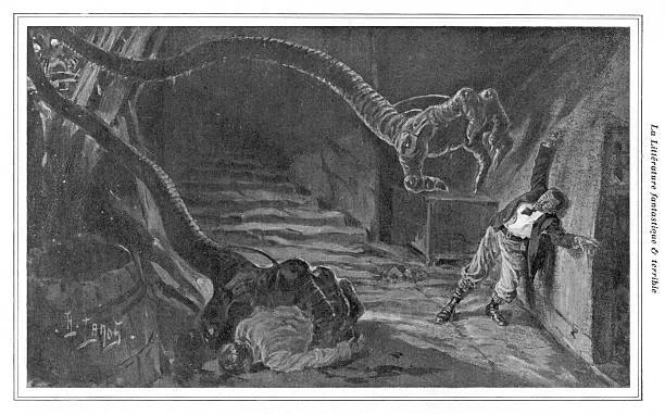 ALIENS GRABBING VICAR An Illustration Of Novel War Of Worlds By Br- Old ...