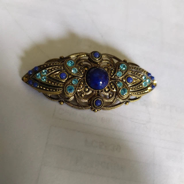 BIJOU - TRES Belle Broche Ancienne En Bronze Et Lapis Lazuli ? EUR 7,00 ...