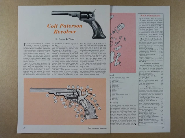 COLT PATERSON REVOLVER exploded view disassembly 1962 print article $9. ...