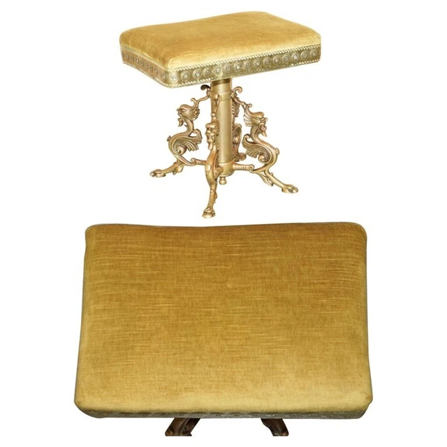 ANTIQUE FOUR DRAGON Italian Gilt Bronze Stool Circa 1860 Highly ...