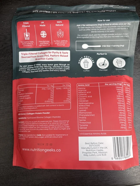 NUTRITION GEEKS COLLAGEN Glow Up Powder £17.22 - PicClick UK