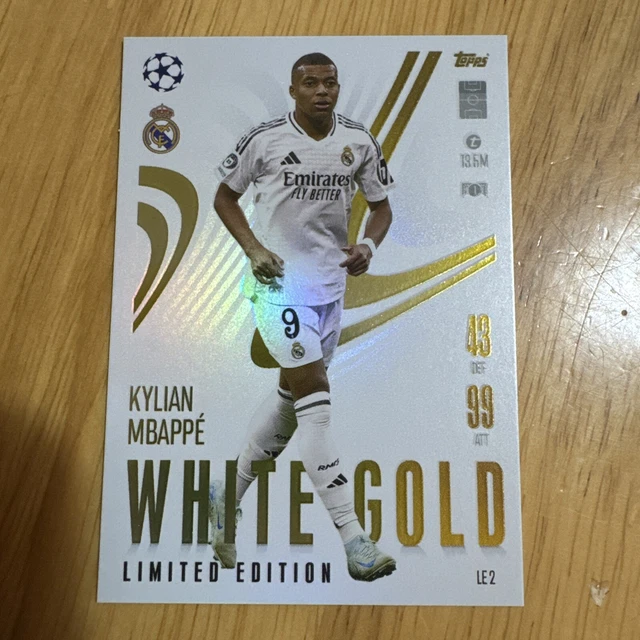 TOPPS MATCH ATTAX Extra 2024/25 - Kylian Mbappe White Gold Limited ...