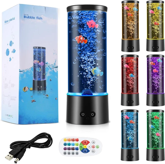 NASTOPEE BUBBLE FISH Lamp, Colour Changing Mood Light, USB Lava Lamp ...