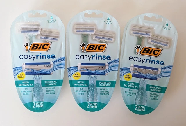 (3 PACKS) BIC Easy Rinse Women's Disposable 4-Blade Anti-Clog Razors 2 ...