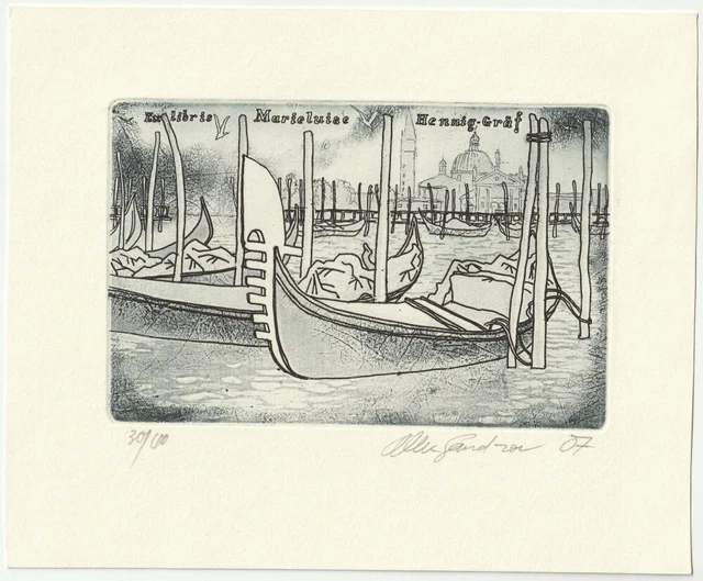 GENNADIJ ALEXANDROV: EXLIBRIS für Marieluise Hennig-Gräf, "Venedig" £8. ...