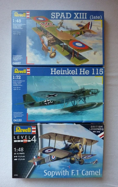 3 REVELL MODELLBAU Flugzeuge SPAD XIII, Heinkel He 115, Sopwith F.1 Camel EUR 30,00 - PicClick DE