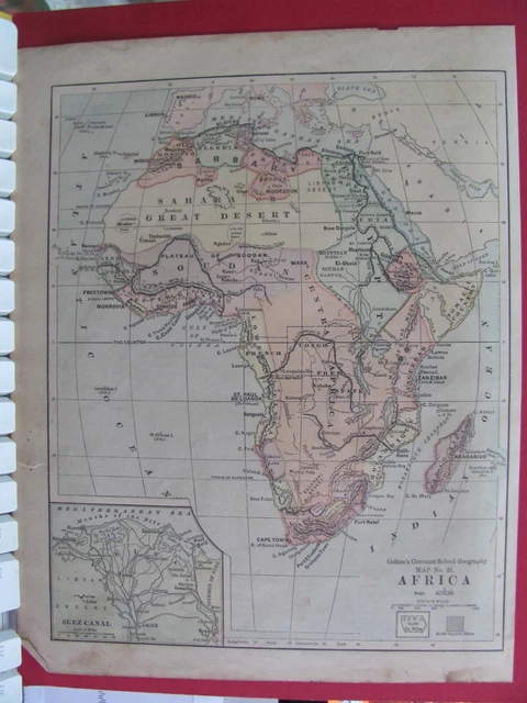 AFRICA ORIGINAL 1880 COLORED COLTON'S POLITICAL MAP of OLD AFRICAN ...