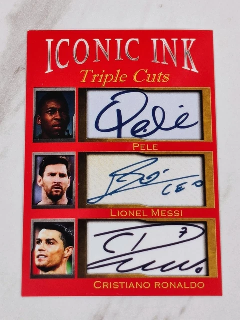 ENCRE ICONIQUE TRIPLE Coupes Fa Auto-Pelé-Lionel Messi - Cristiano ...
