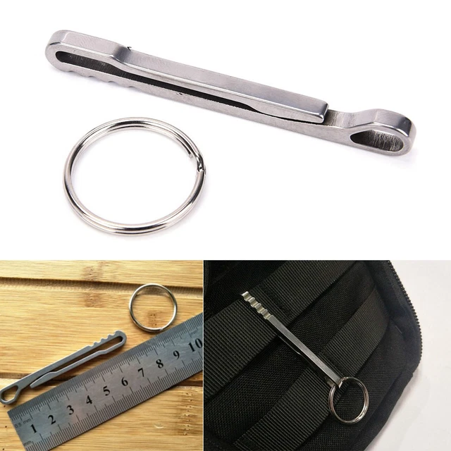 STAINLESS STEEL POCKET Suspension Clip EDC Key Tools Keychain10KG Load ...