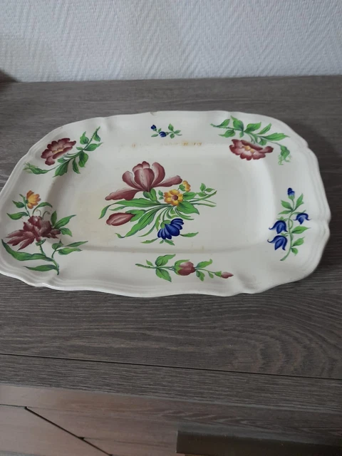 ANCIEN PLAT RECTANGLE De Sarreguemines Decors Fleurs "Cernay" EUR 10,00 ...