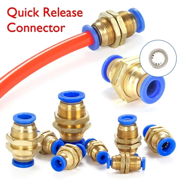 IN PM STRAIGHT Bulkhead Pneumatic Tool Joint Fitting Quick Release ...