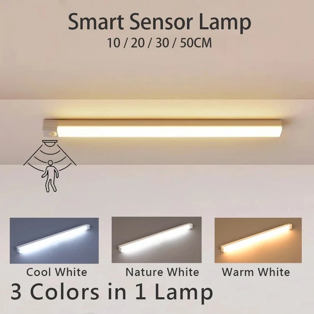RECHARGEABLE MOTION SENSOR LED Bar Light Induction Night Light Portable ...