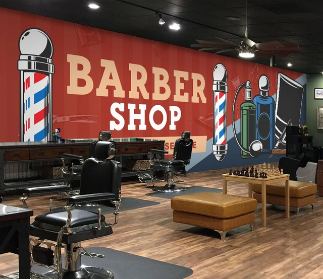 3D RETRO COLORS K1836 Hair Cut Barber Shop Wallpaper Mural Self ...
