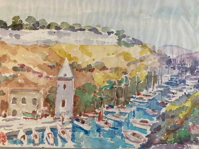 BELLE PEINTURE SUR Papier Aquarelle Calanques Port Miou Georges Massa Marseille EUR 235,00 ...