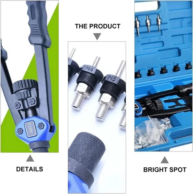 NUTSERT TOOL HEAVY Duty Nutsert Gun M3-12 Nut Rivet Riveter Nutsert Kit ...