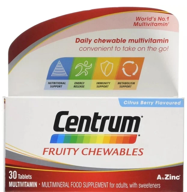 CENTRUM MULTIVITAMIN MINERAL Tablets - 30 Fruit Chewable(Citrus Berry ...