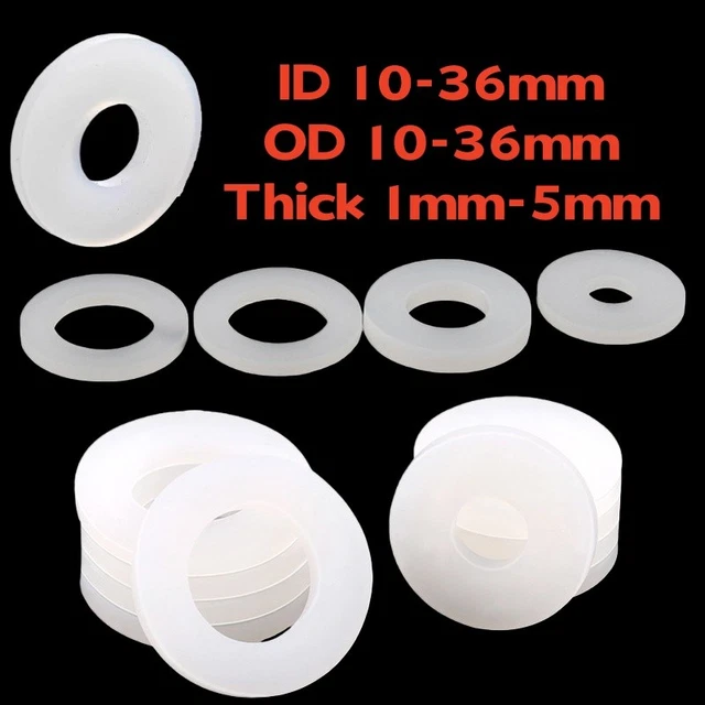 SILICONE RUBBER FLAT Washers High Temp White O-Ring Seals Gaskets Thick ...