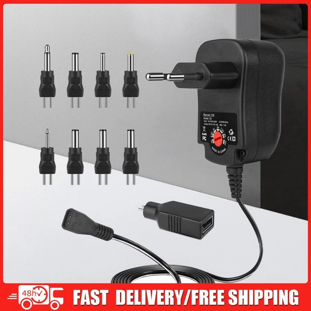 ADJUSTABLE PLUG 12W Power Supply Charger Multi Voltage Power Supply EU ...
