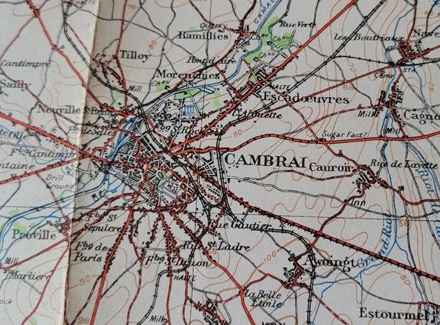 ORIGINAL 1916 CAMBRAI Map Mons Ww1 War Office British Trench Military ...