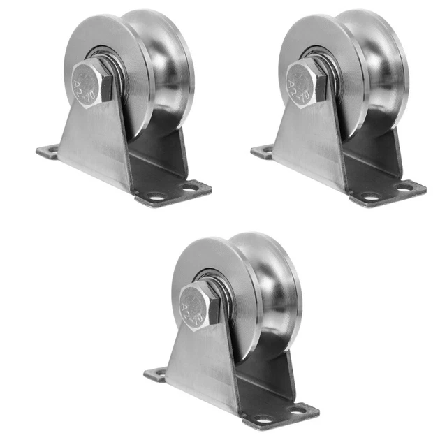 3 PC WIRE Rope Lifting Pulley Sliding Gate Wheel Door Bearing £32.49 ...