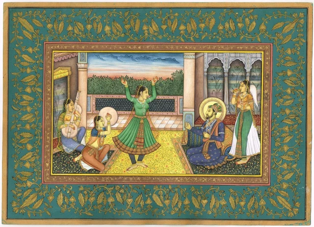 INDIAN PAINTING OF Mughal Emperor Shahjahan Enjoying Lady Dance 13x9 ...