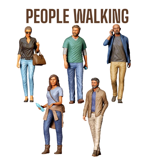 PEOPLE WALKING RESIN 3d printed Unpainted Figures Diorama Model RR Set ...