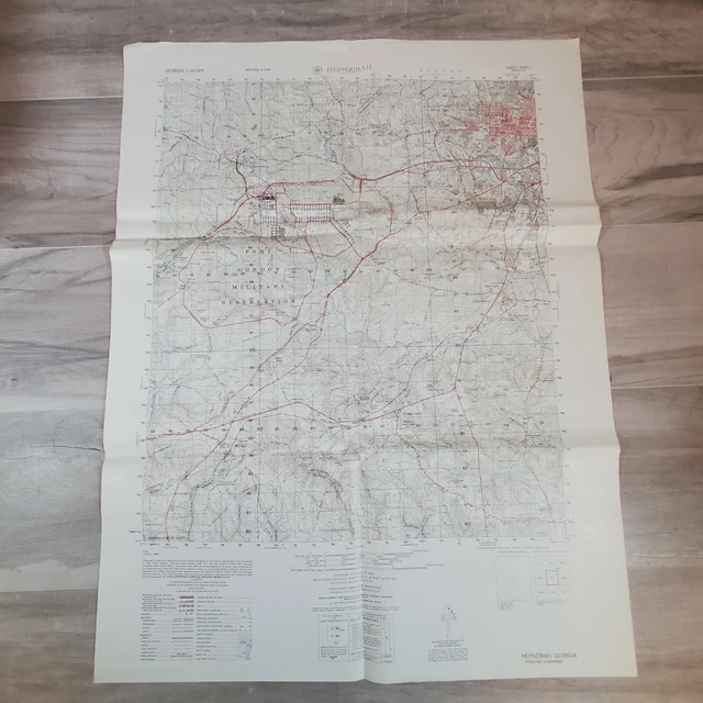 VINTAGE US ARMY Fort Gordon Military Topographic Map Hephzibah Augusta ...